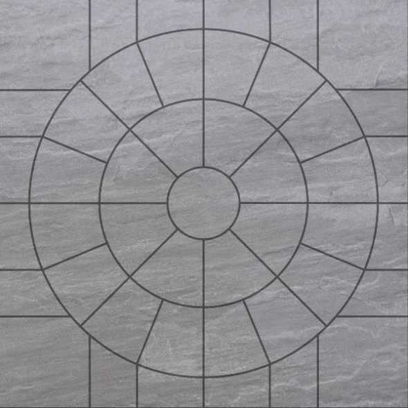 Silver Kandla Grey Porcelain Circle 2.4m2 | Paving Stones Direct